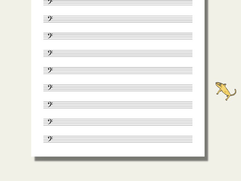 Printable Bass Clef Manuscript, Bass Clef, Music Paper, A4, US Letter ...