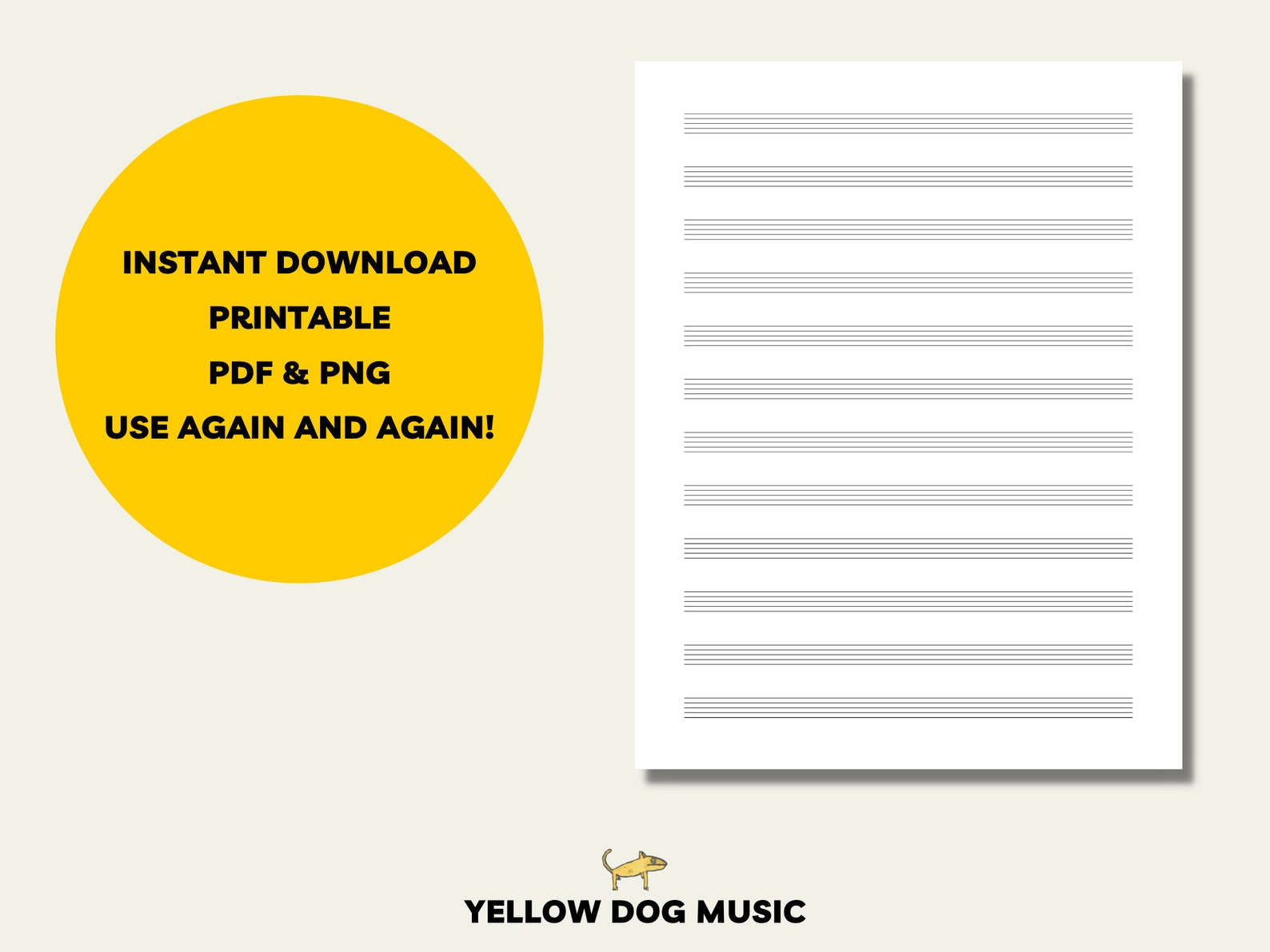 12 Stave Blank Music Manuscript Paper Pdf Png Etsy