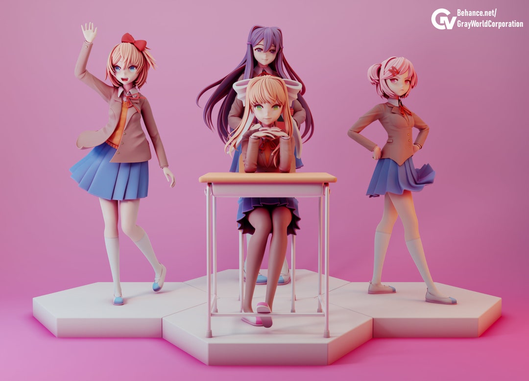 Doki Doki Literature Club Garage Kit | Monica | Natsuki | Sayori | Yuri ...