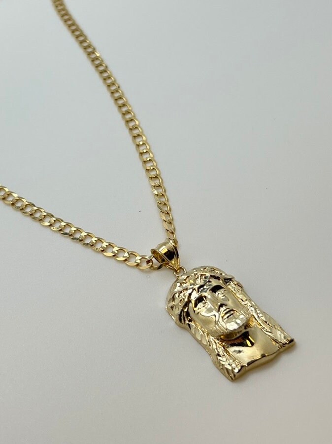 Authentic 10K Yellow Gold Religious Diamond Cut Textured Jesus - Etsy