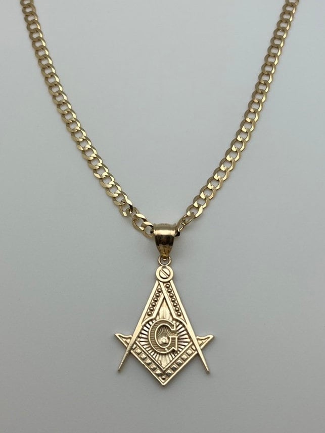 10K Authentic Yellow Gold Freemason Masonic Pendant/charm. Solid 10K ...