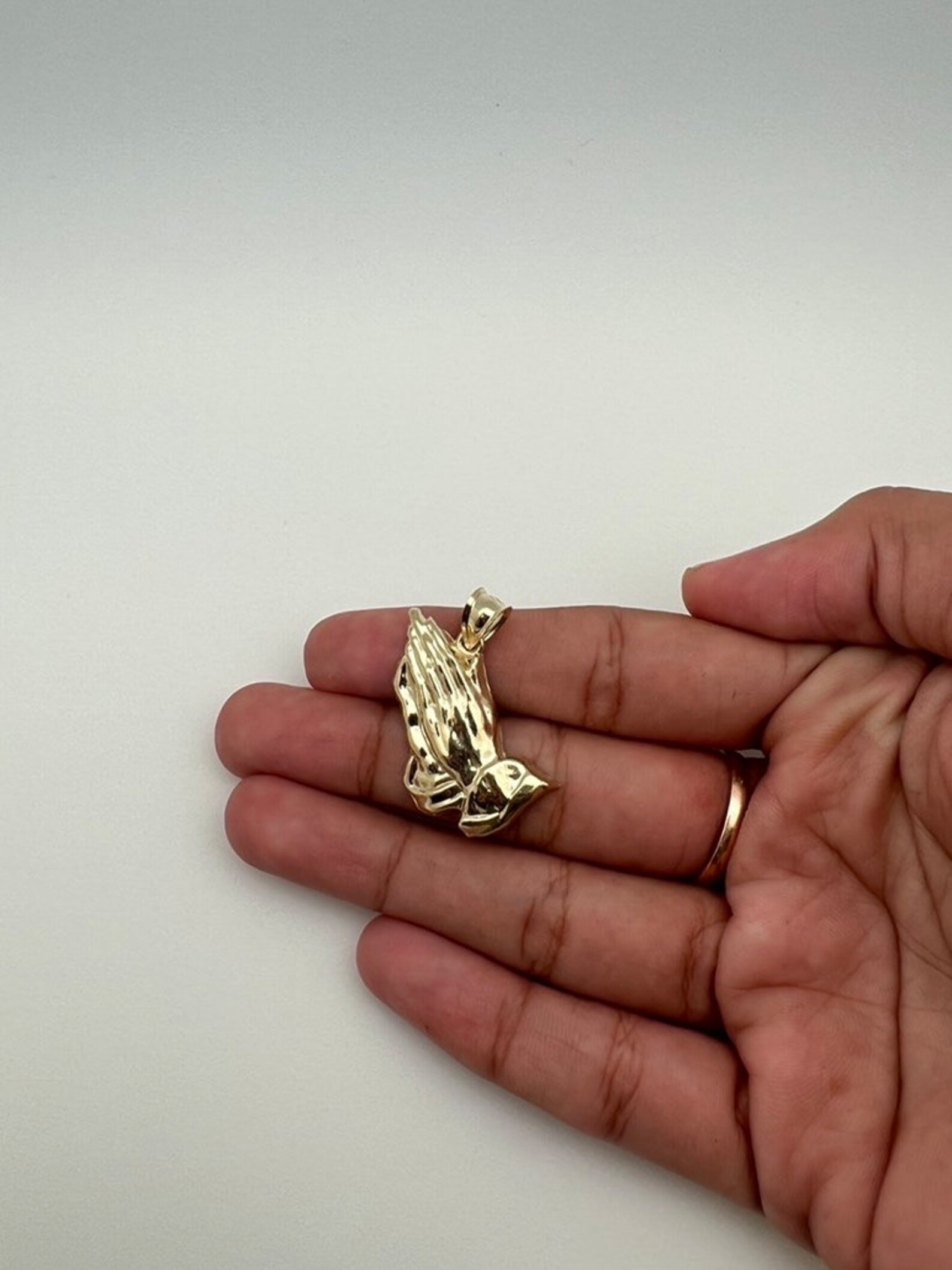 10K Authentic Real Gold Textured Praying Hands Pendant/charm, Yellow ...