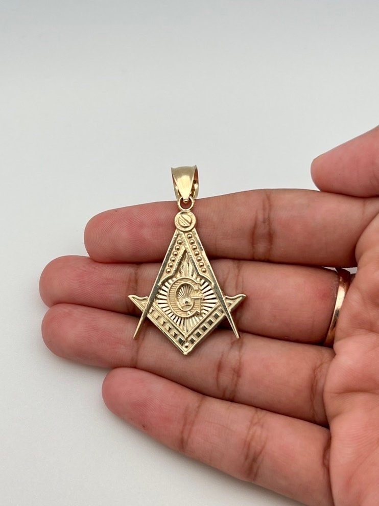 10K Authentic Yellow Gold Freemason Masonic Pendant/charm. Solid 10K ...
