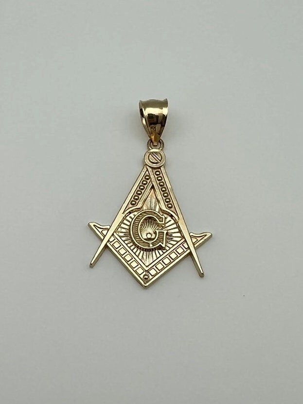 10K Authentic Yellow Gold Freemason Masonic Pendant/charm. Solid 10K ...