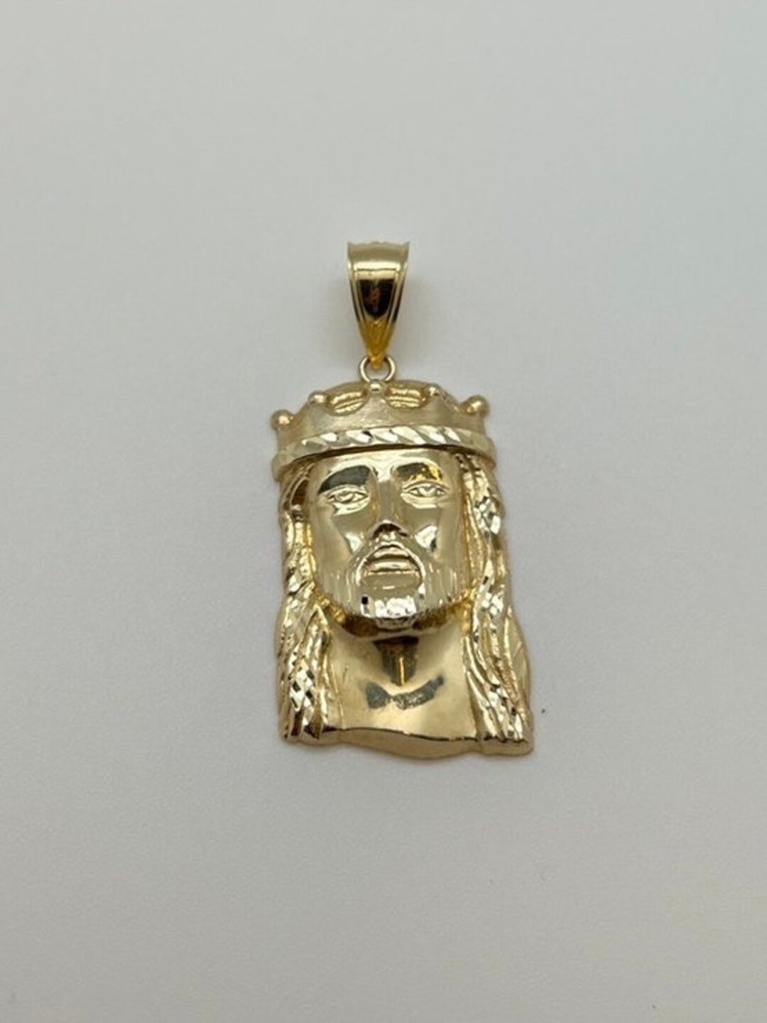 10K Authentic Real Yellow Gold, Jesus Face/head Religious Charm/pendant ...