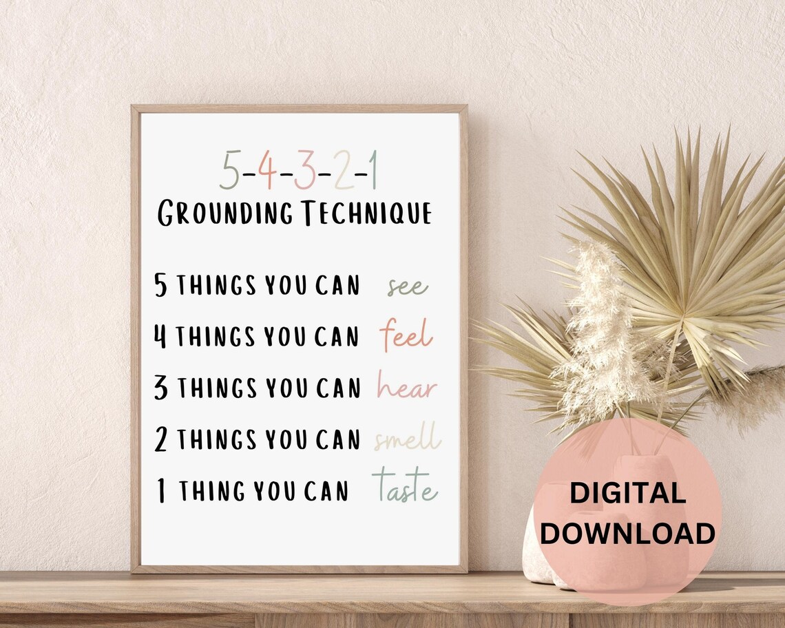 Grounding Technique Printable Poster, Therapy Office Decor, Classroom ...