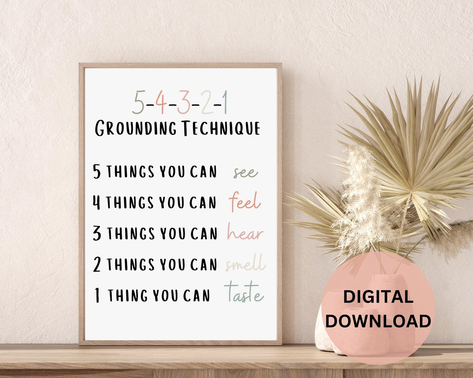 Grounding Technique Printable Poster, Therapy Office Decor, Classroom ...