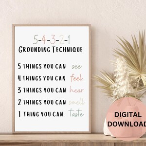 Grounding Technique Printable Poster, Therapy Office Decor, Classroom ...