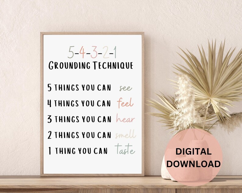 Grounding Technique Printable Poster, Therapy Office Decor, Classroom ...