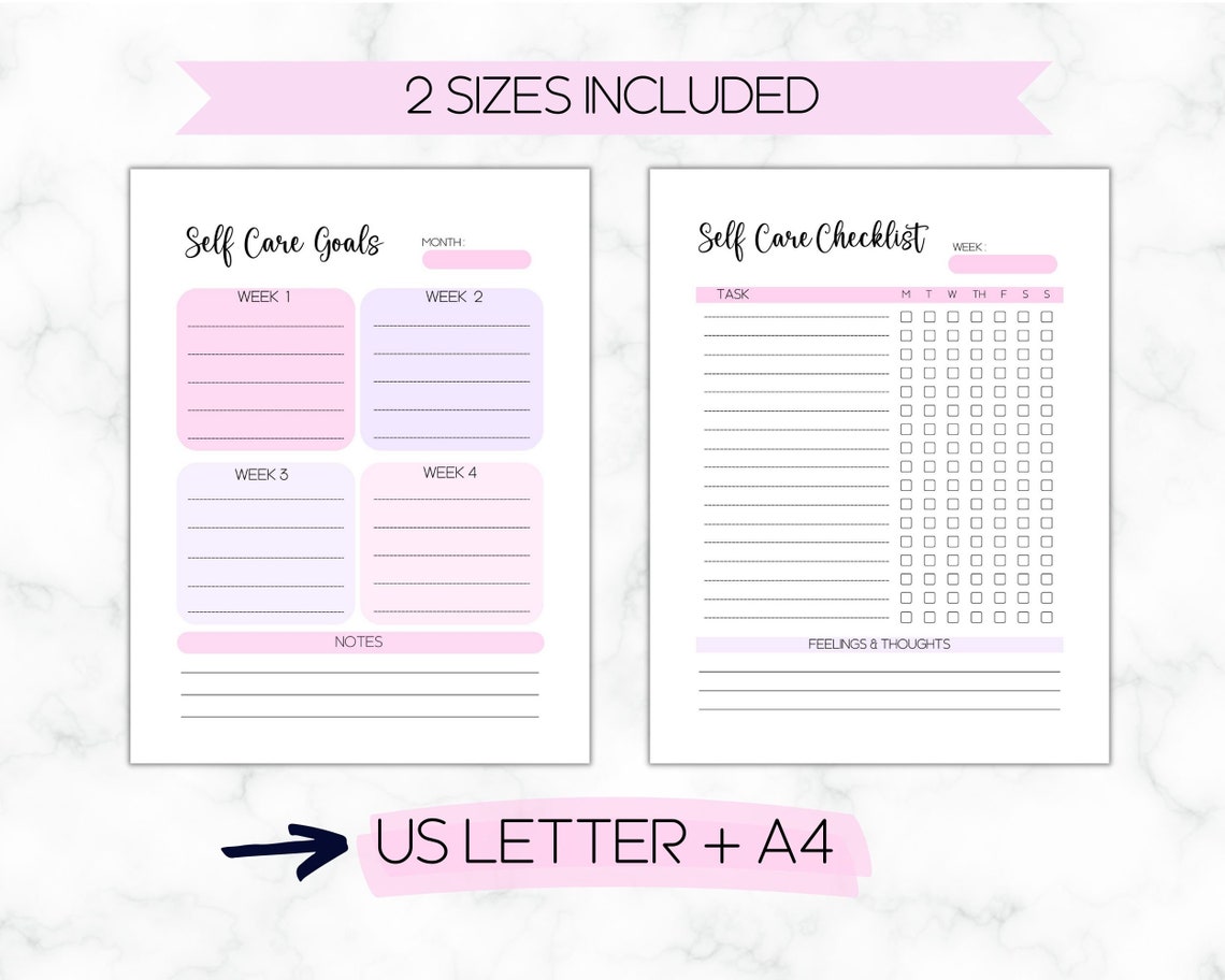 Self Care Planner Printable, Self Care Checklist, Daily Well-being ...