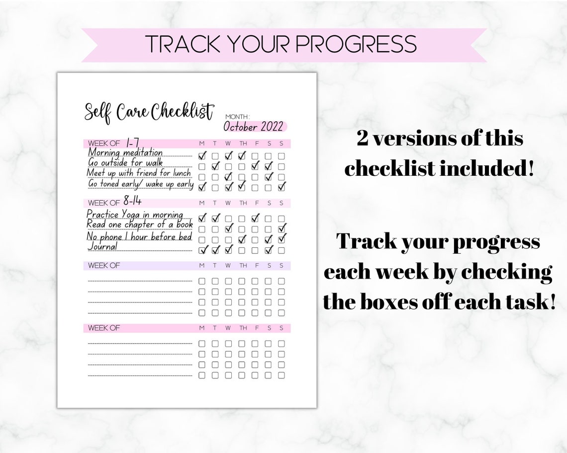 Self Care Planner Printable, Self Care Checklist, Daily Well-being ...