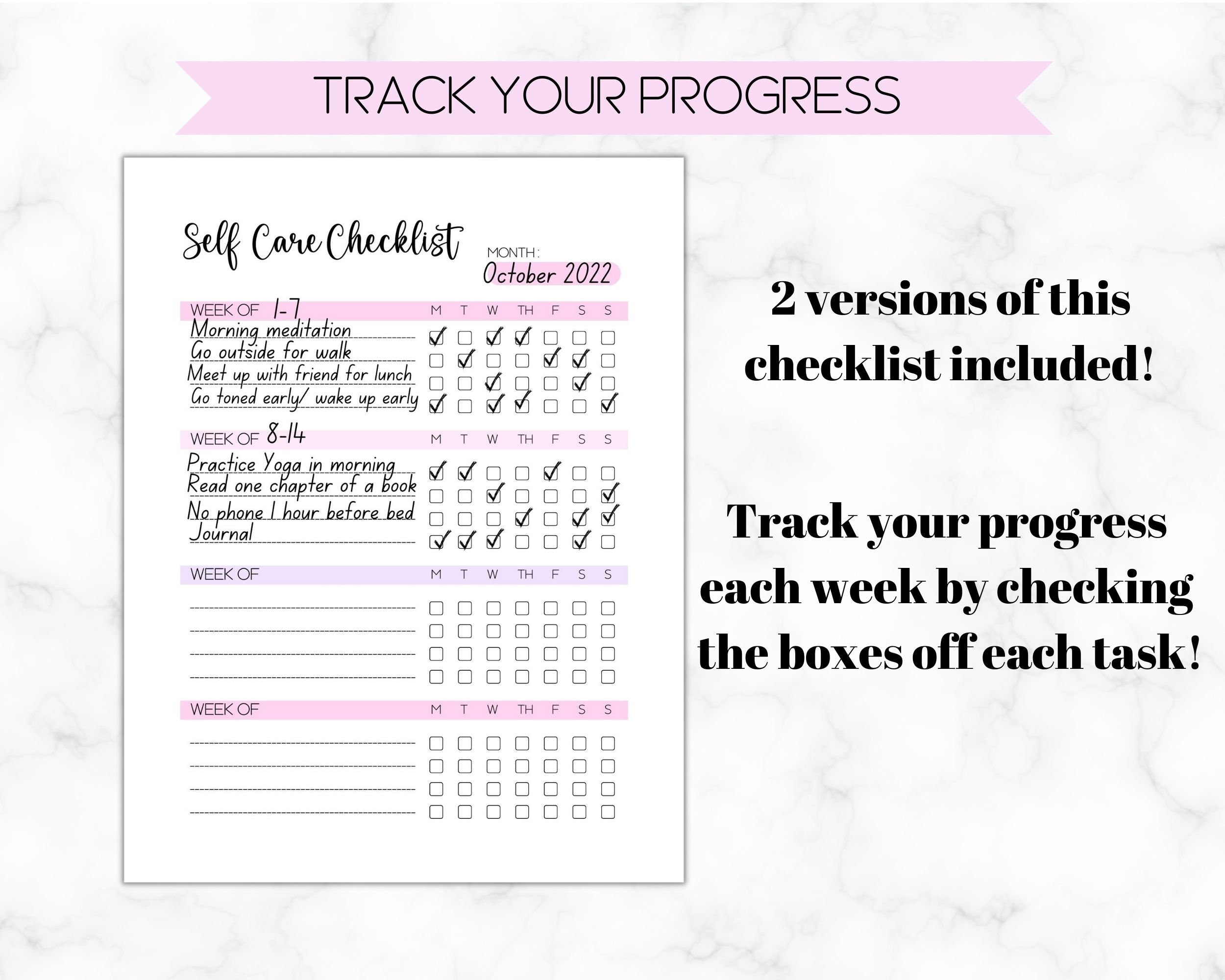 Self Care Planner Printable, Self Care Checklist, Daily Well-being ...