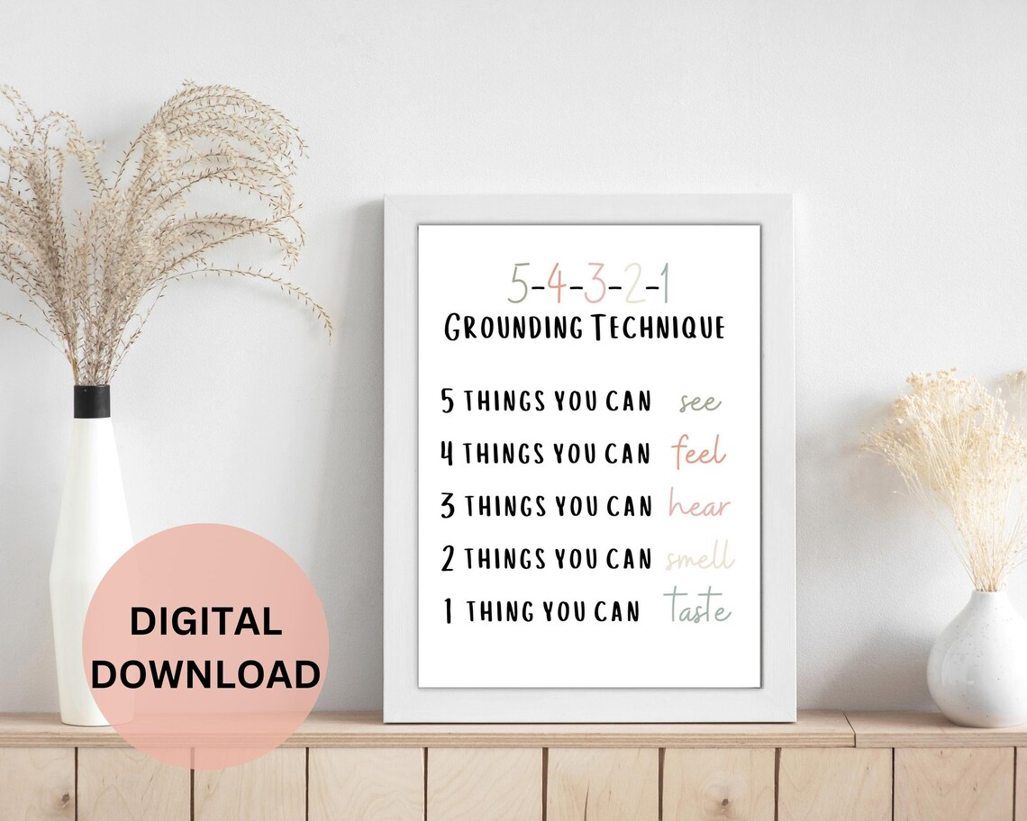 Grounding Technique Printable Poster, Therapy Office Decor, Classroom ...