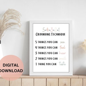 Grounding Technique Printable Poster, Therapy Office Decor, Classroom ...