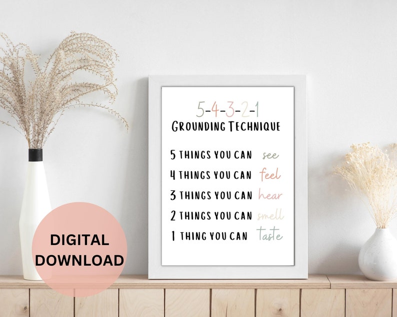 Grounding Technique Printable Poster, Therapy Office Decor, Classroom ...