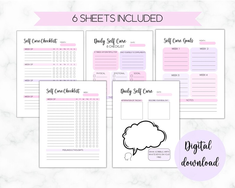 Self Care Planner Printable, Self Care Checklist, Daily Well-being ...