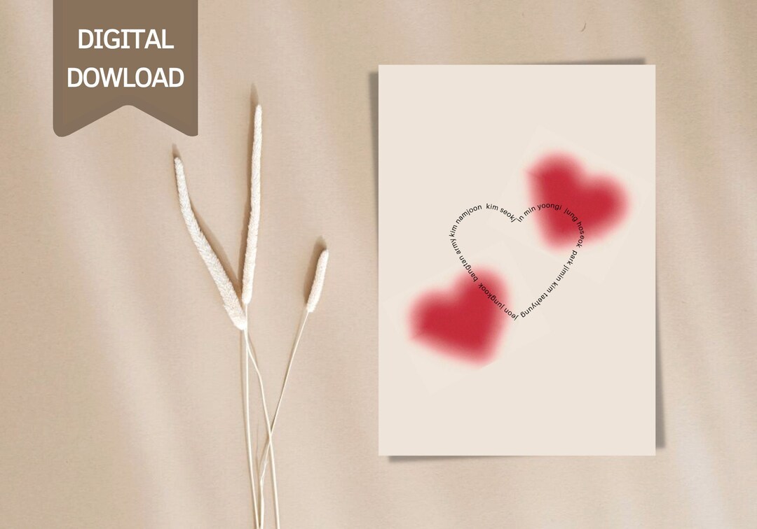 BTS Members Print Version 1. BTS Names Print With Hearts // BTS Digital ...