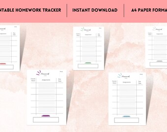 Assignment Tracker Homework Planner College Assignment A4 A5 US Letter ...