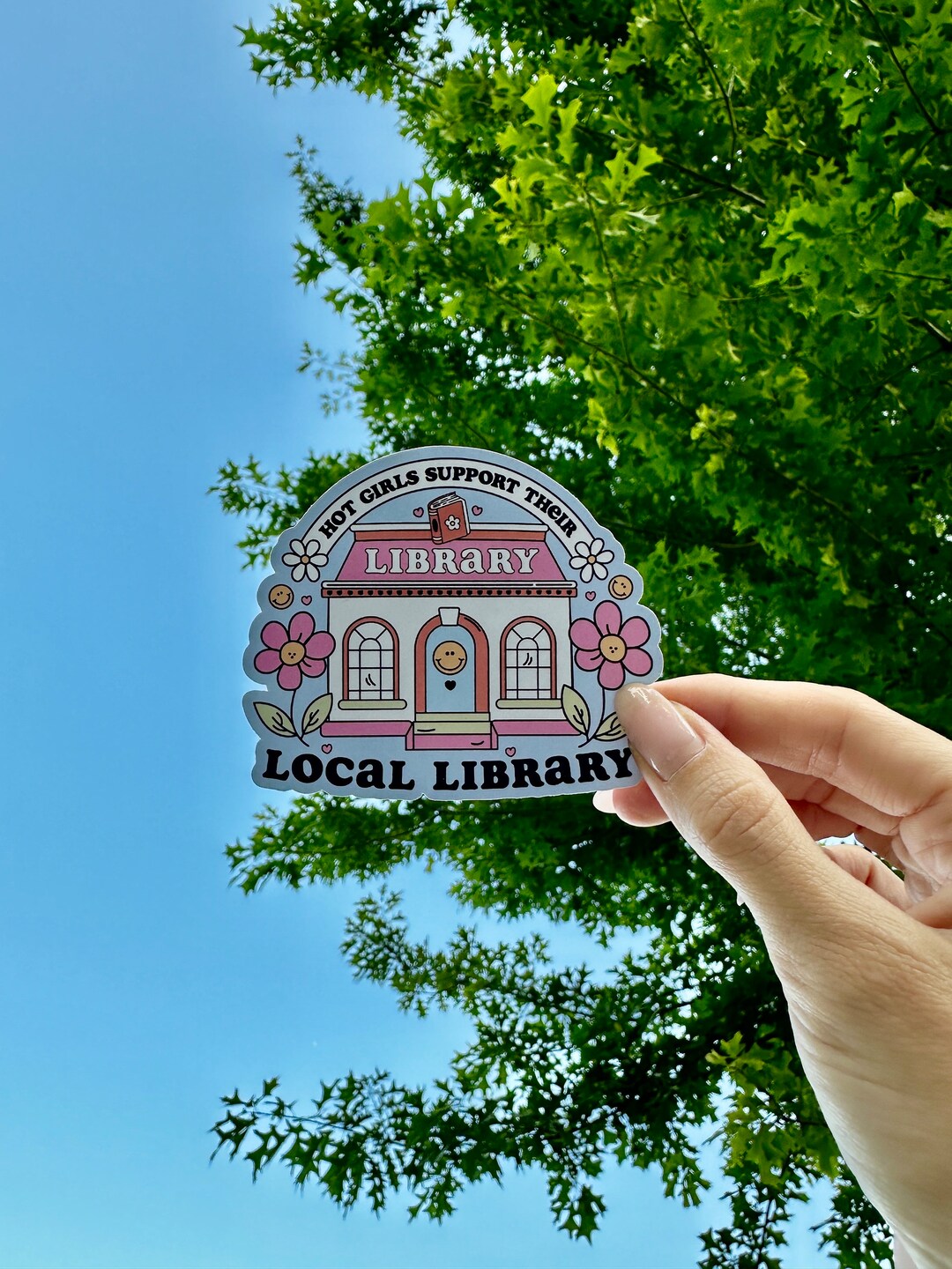 Hot Girls Support Their Local Library - Water Resistant Sticker - Etsy