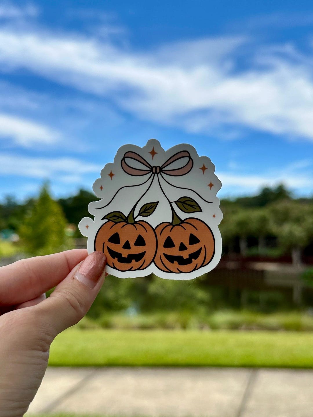 Coquette Pumpkin Jack-o’-lantern | Water Resistant Sticker - Etsy