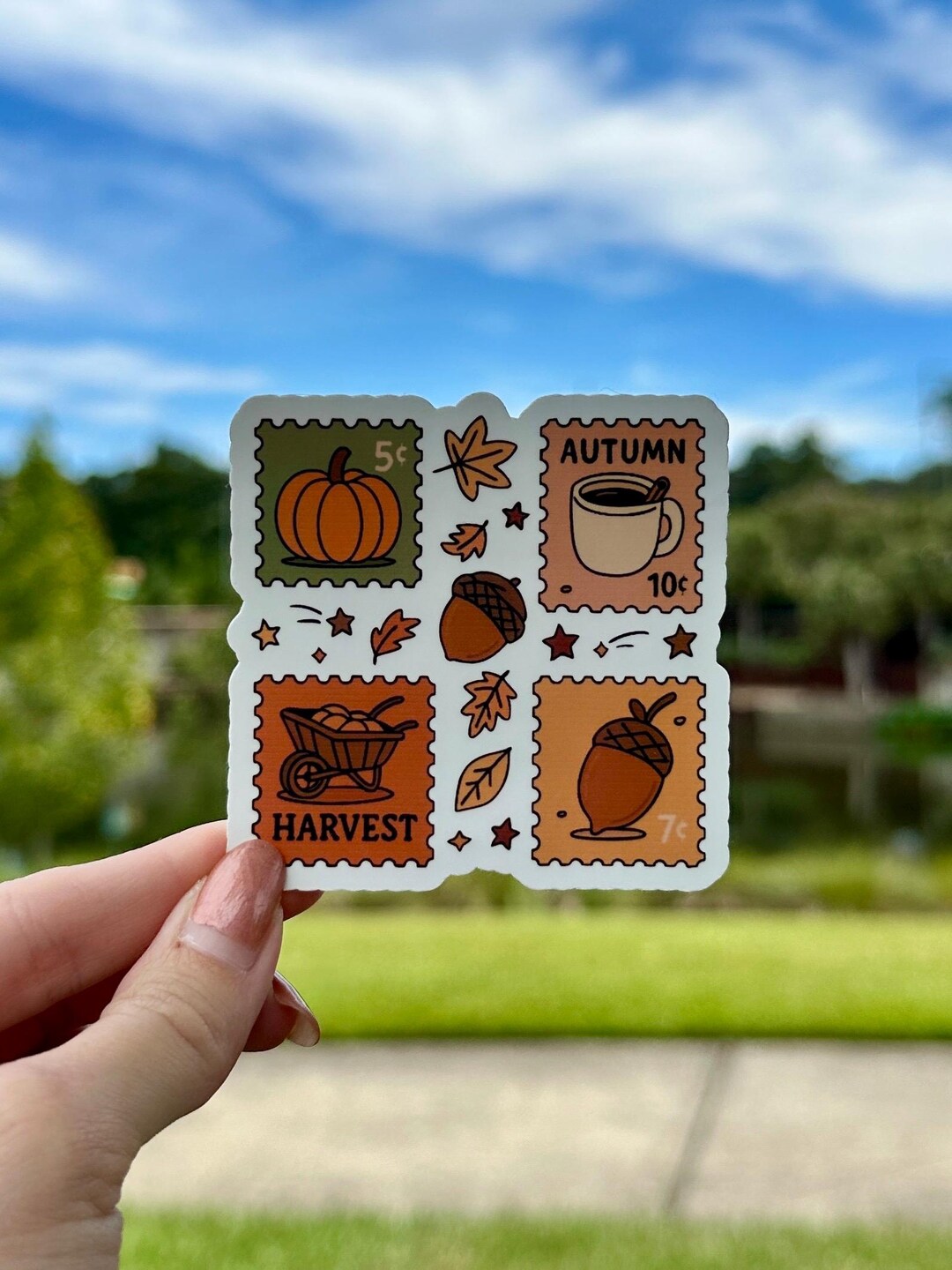 Autumn Fall Stamps | Water Resistant Sticker - Etsy