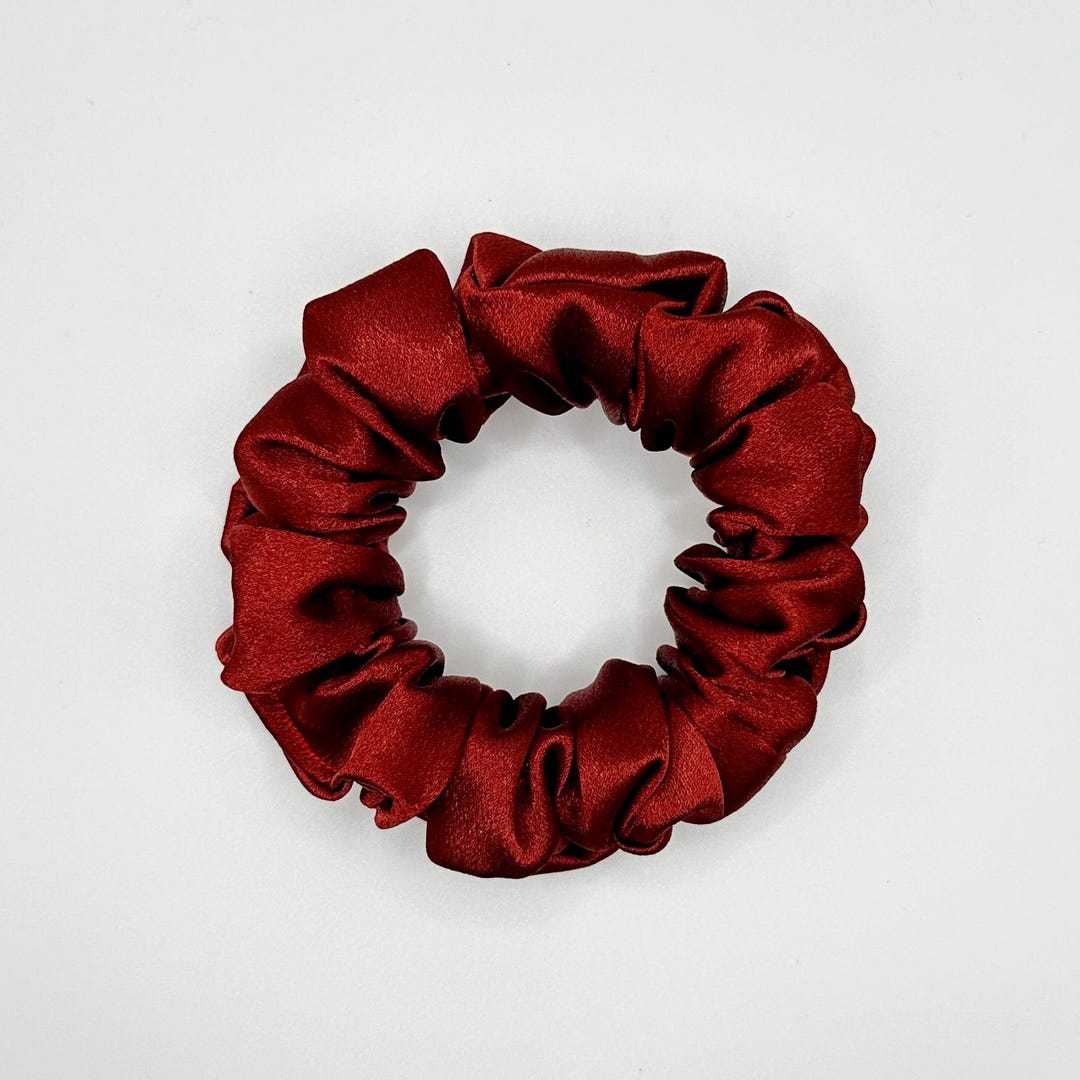 Burgundy Red Satin Handmade Scrunchie / Medium / Durable Hair ...