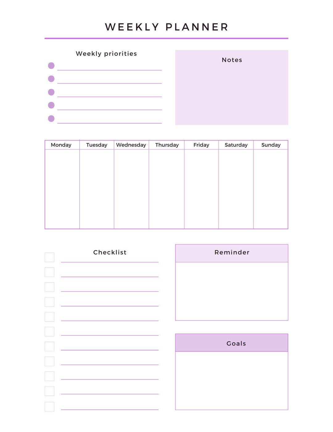 Purple Aesthetic Weekly Planner - Etsy