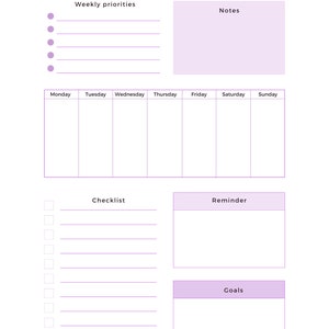 Purple Aesthetic Weekly Planner - Etsy