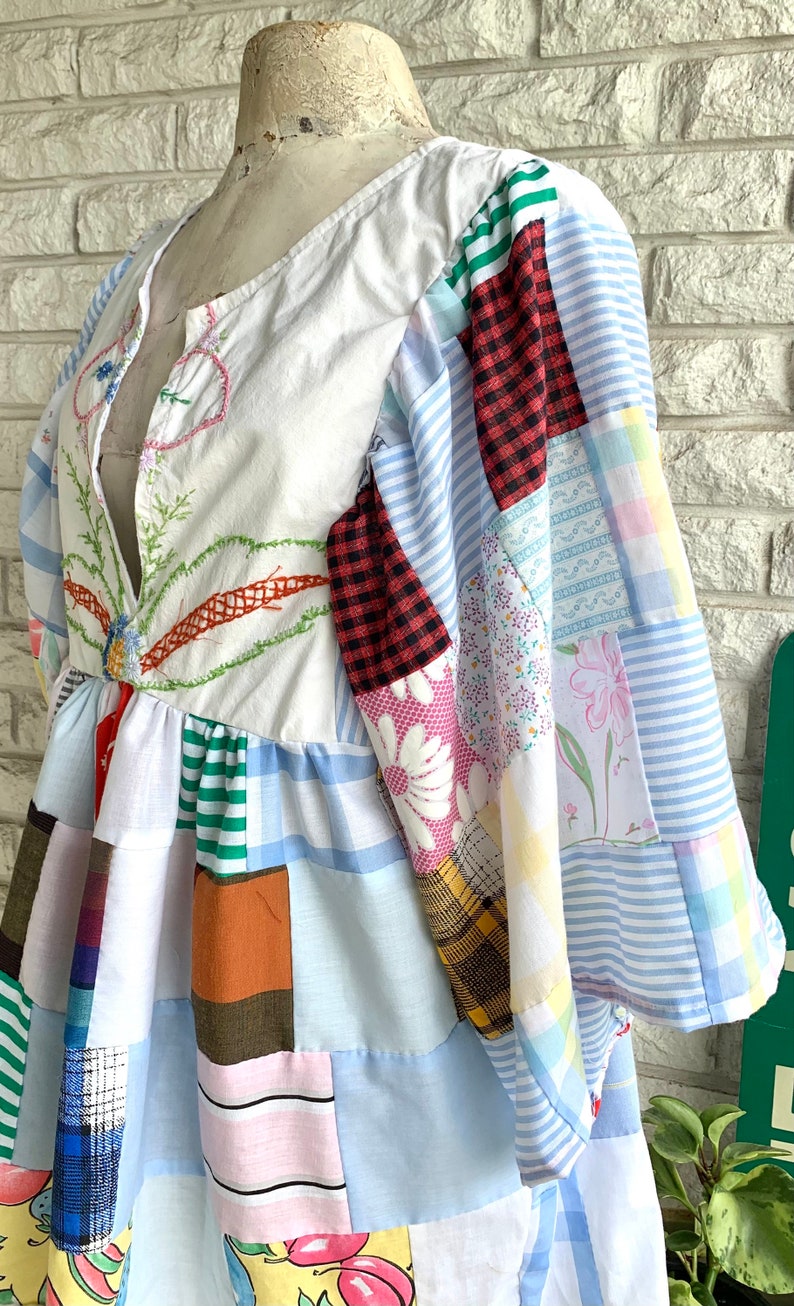Ladies Large Vintage Quilt Tunic Top Handmade Bell Sleeve - Etsy