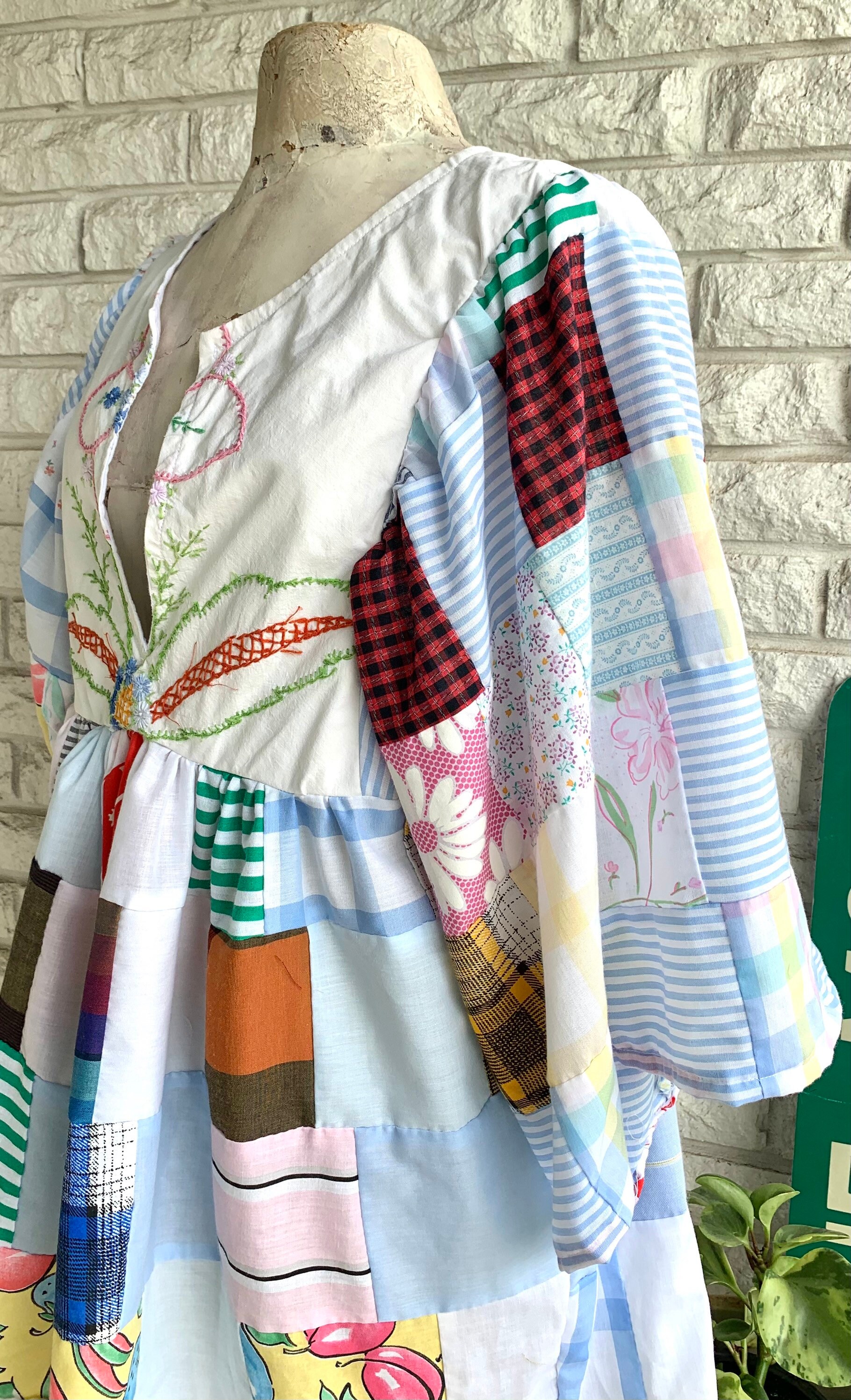 Ladies Large Vintage Quilt Tunic Top Handmade Bell Sleeve - Etsy