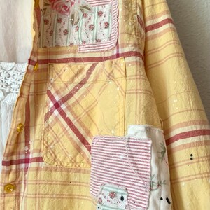 Ladies 3XL Reworked Upcycled Patchwork Crop Top Patched Shirt Cropped ...