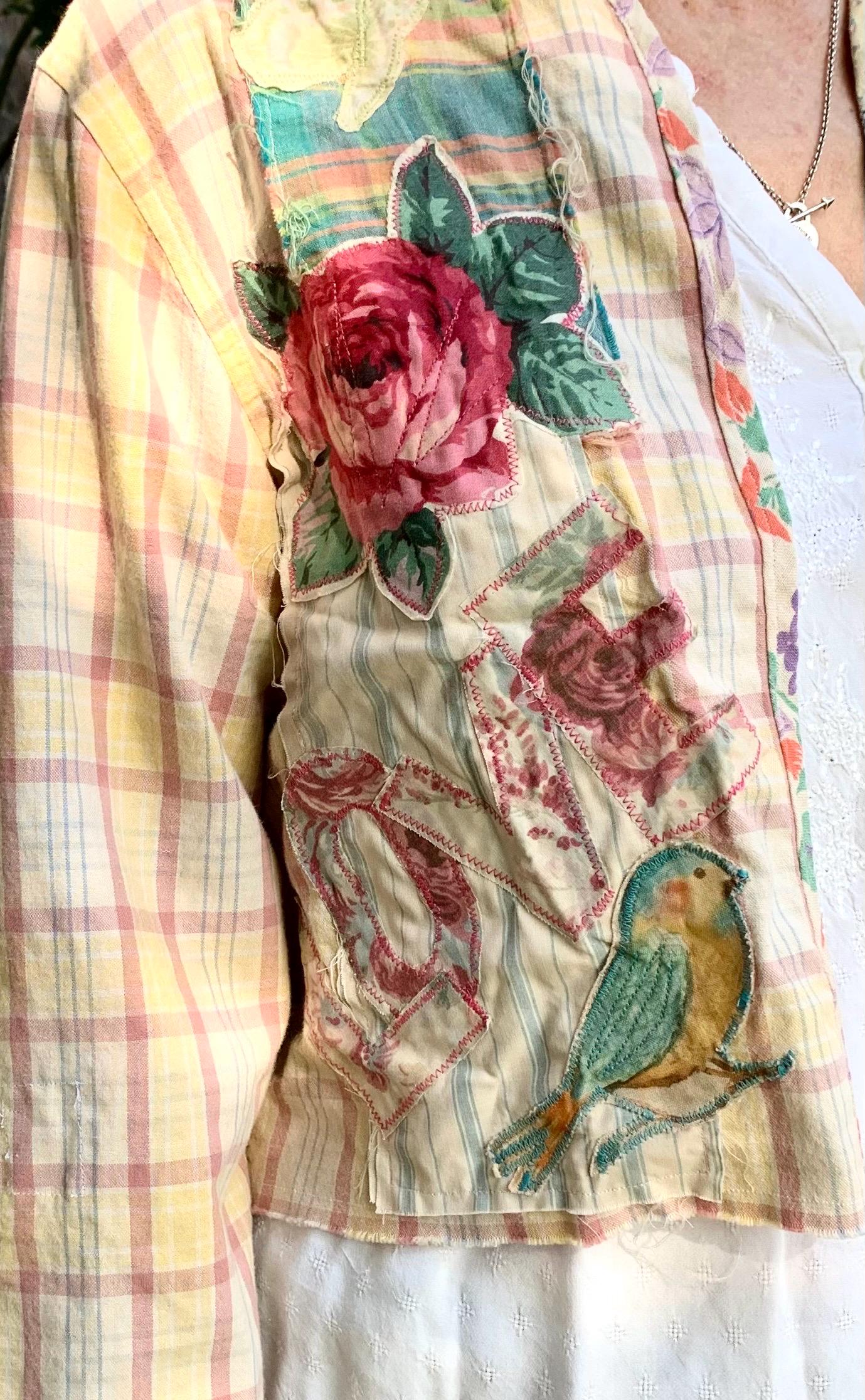 Ladies MEDIUM Reworked Upcycled Patchwork Crop/cropped Lightweight ...