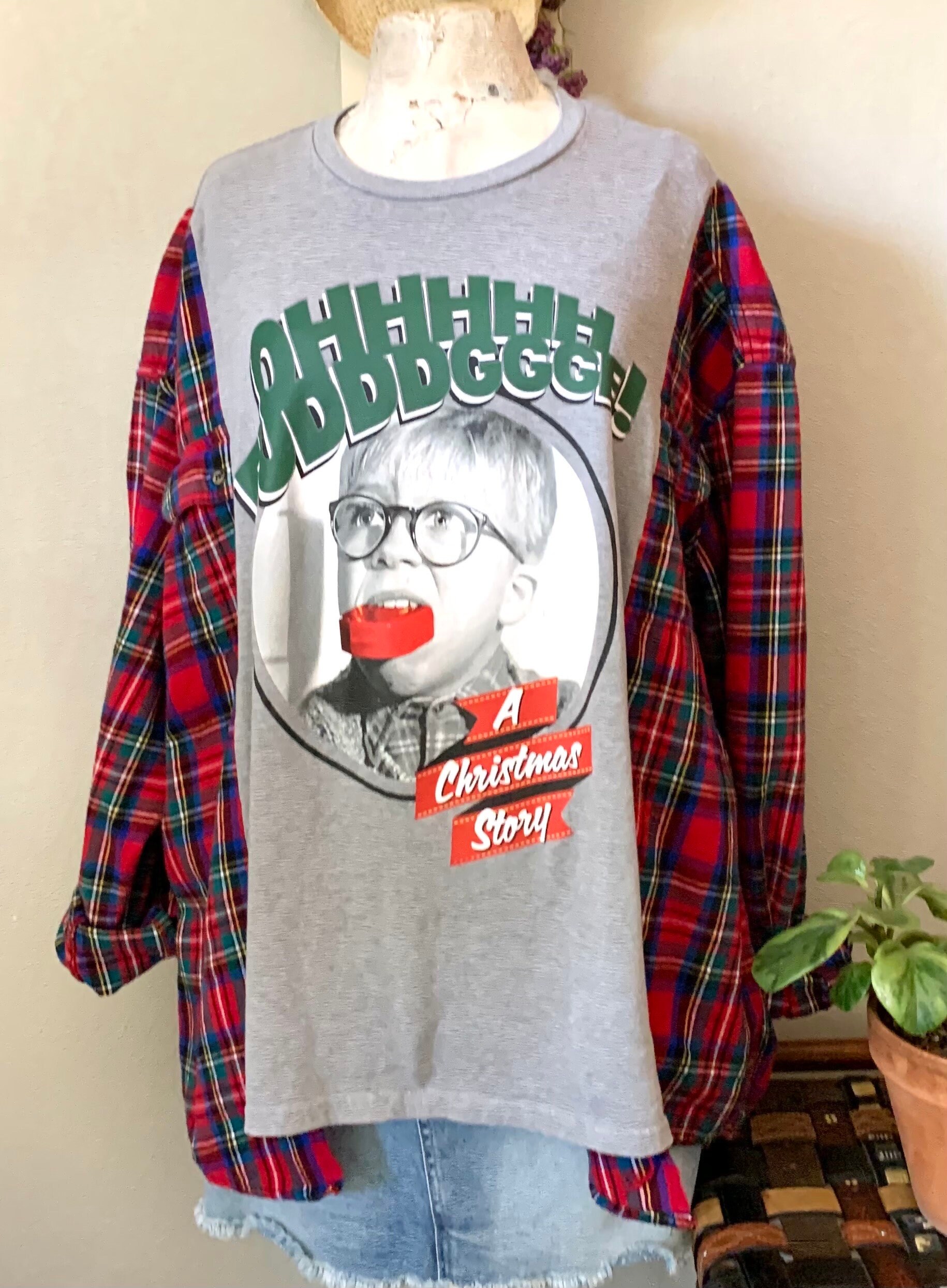 Reworked A Christmas Story Tee and Flannel Rework Sustainable Clothing ...
