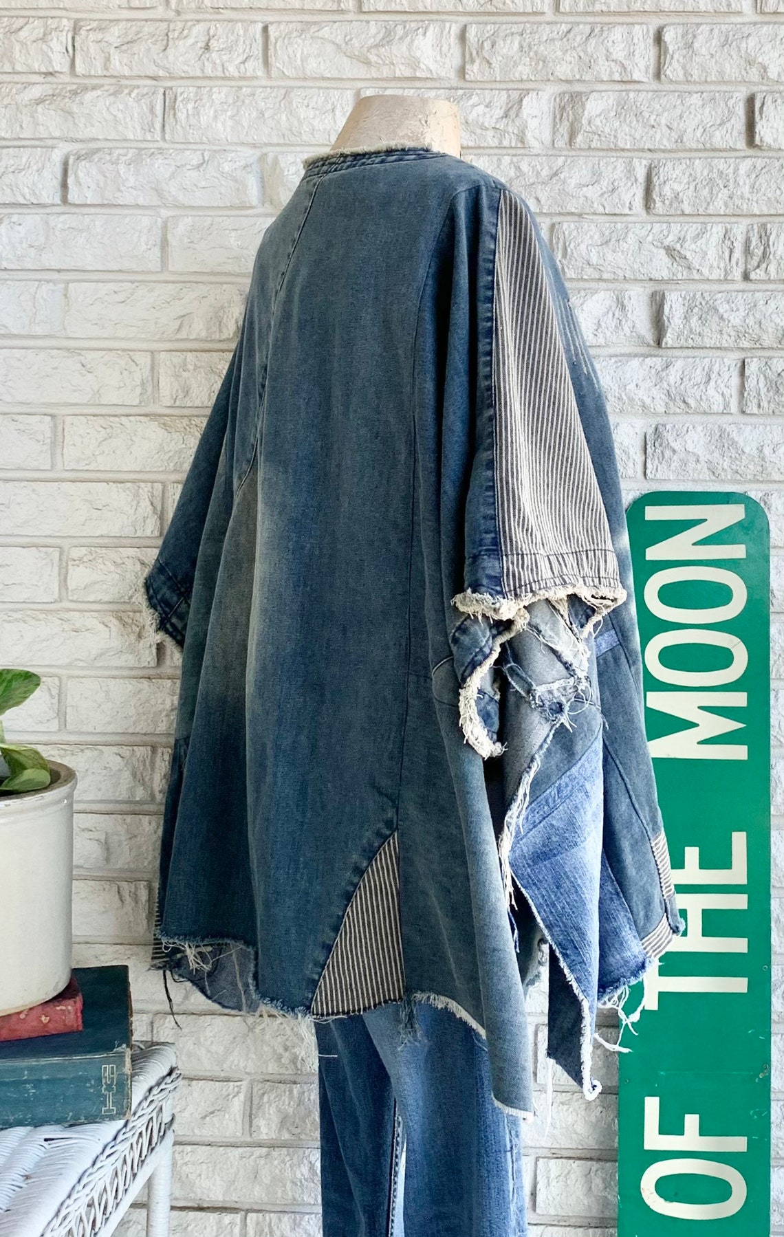 Handmade Upcycled Reworked Denim Poncho Patchwork Denim OOAK - Etsy