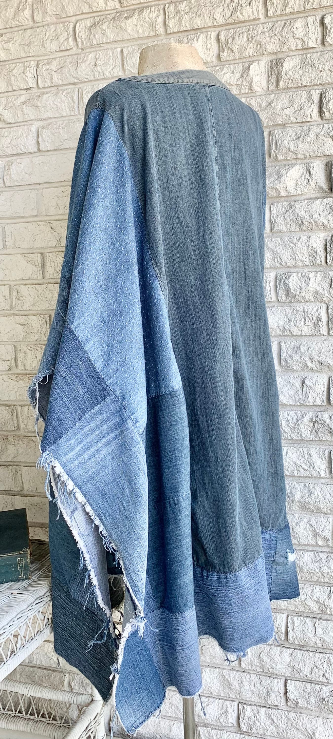 Handmade Upcycled Reworked Denim Poncho Patchwork Denim OOAK - Etsy