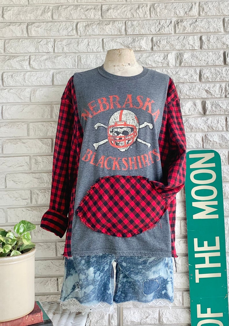 Reworked Nebraska Blackshirts Tee and Flannel Game Day Rework Clothing ...