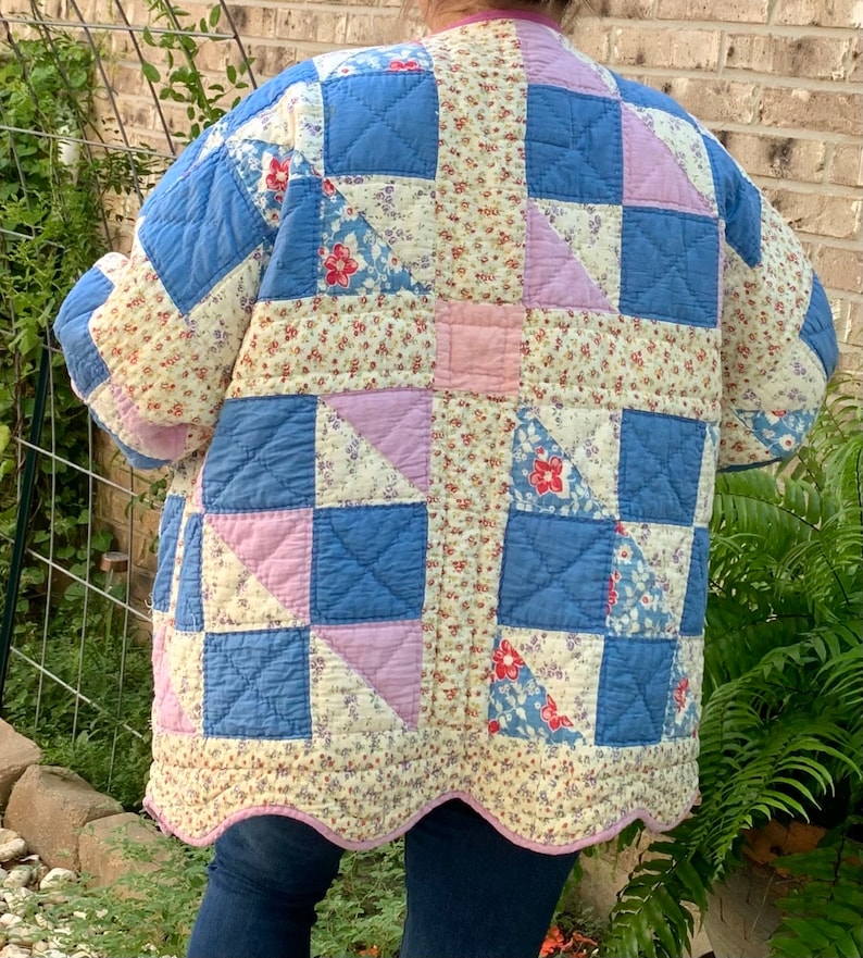 Vintage Quilt Coat Jacket Handmade Size X-large Boho Trendy Quilt ...