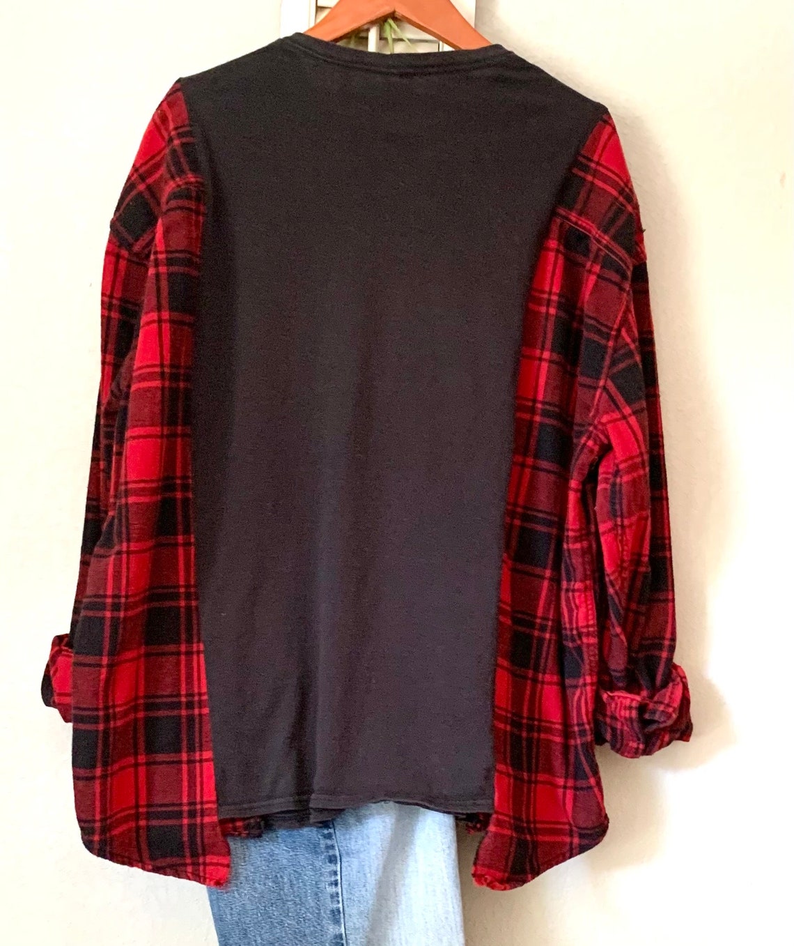 Reworked Creepy Christmas Tee and Flannel Rework Sustainable - Etsy