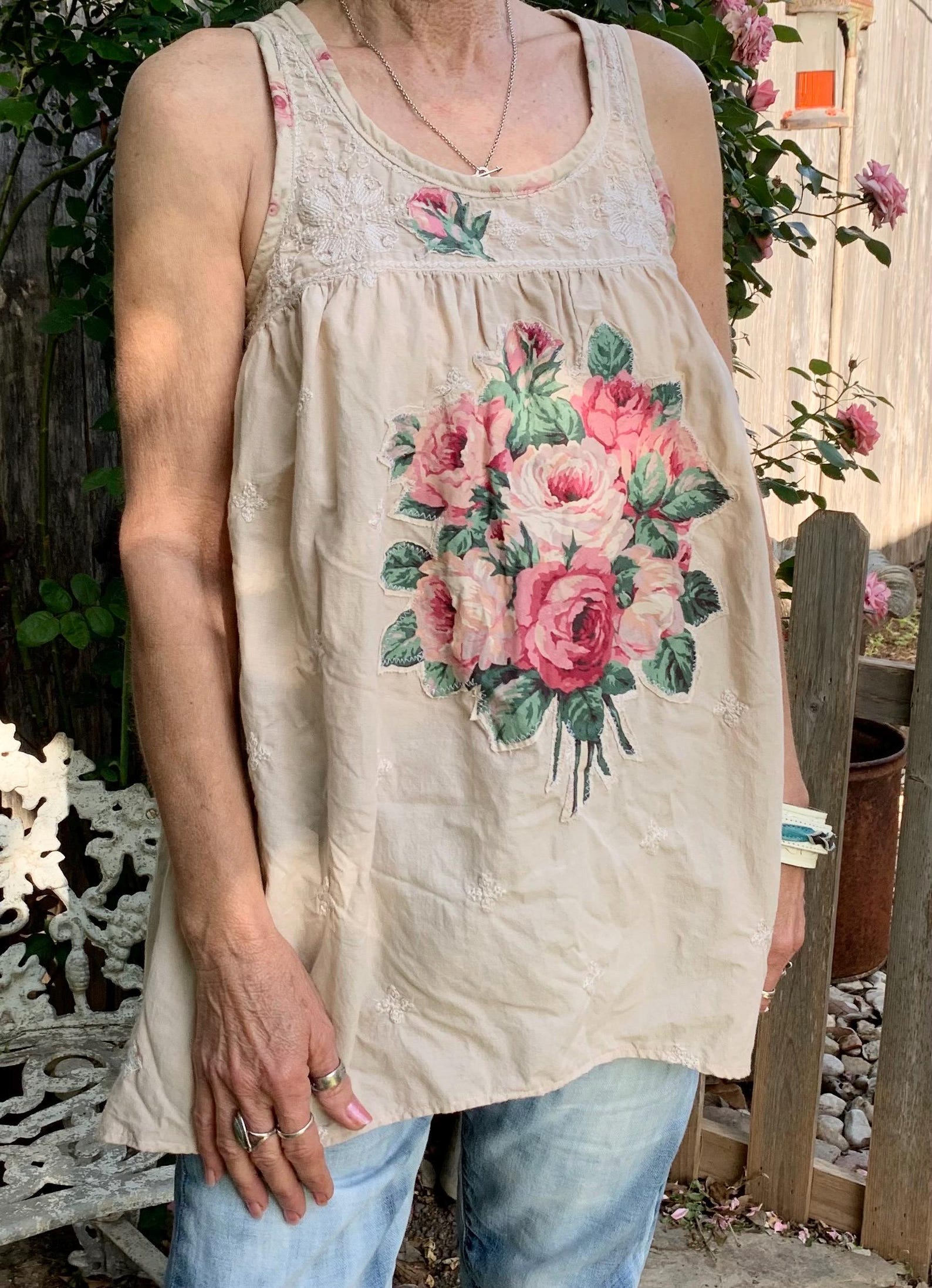 Ladies Small/medium Upcycled Long Cotton Tank Top Upcycled Hi-low Shirt ...