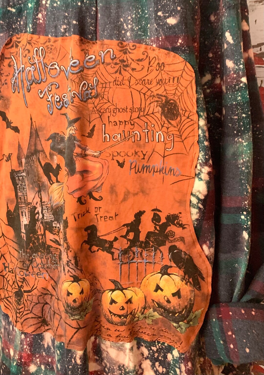 3XLT Bleached Flannel Acid Washed Distressed Halloween Flannel Relaxed ...