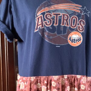 Houston Astros T Shirt Dress Knee Length Maxi Dress Reworked Upcycled ...
