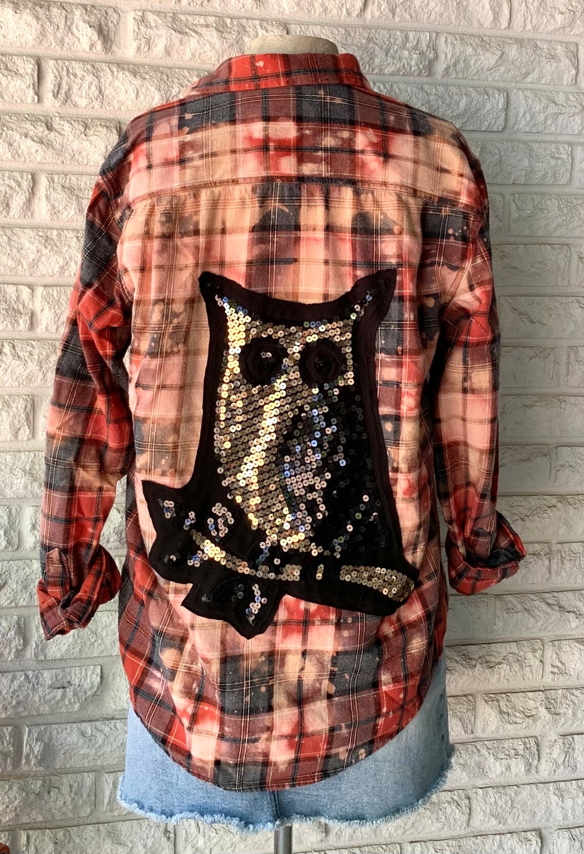 Small Bleached Flannel Acid Washed Distressed FALL Flannel Relaxed Fit ...