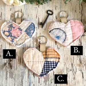 Vintage Quilt Keychain Heart Shape Key Fob Dresden Plate/patchwork ...