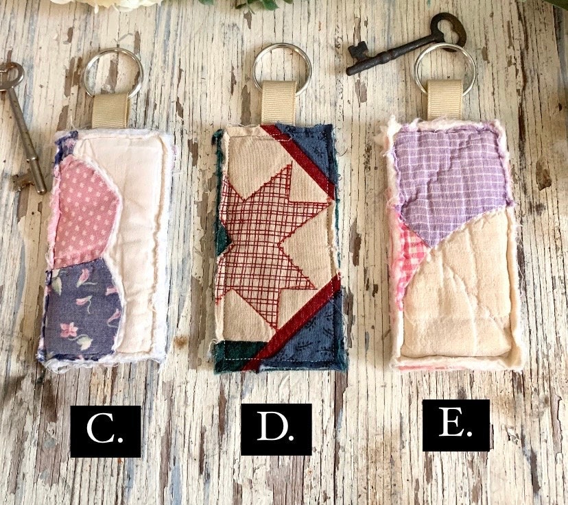 Vintage Quilt Keychain Key Fob Dresden Plate/patchwork Squares/circle ...
