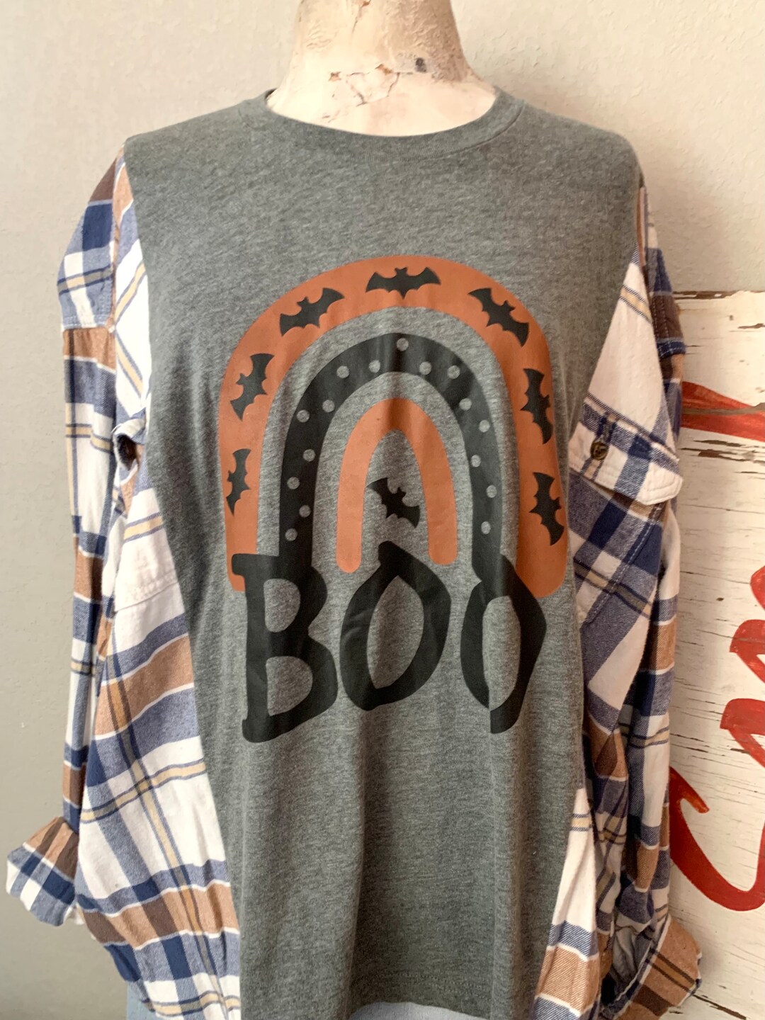 Reworked Flannel & Tee OSFM Sustainable Clothing Halloween Flannel ...