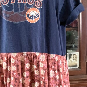 Houston Astros T Shirt Dress Knee Length Maxi Dress Reworked Upcycled ...