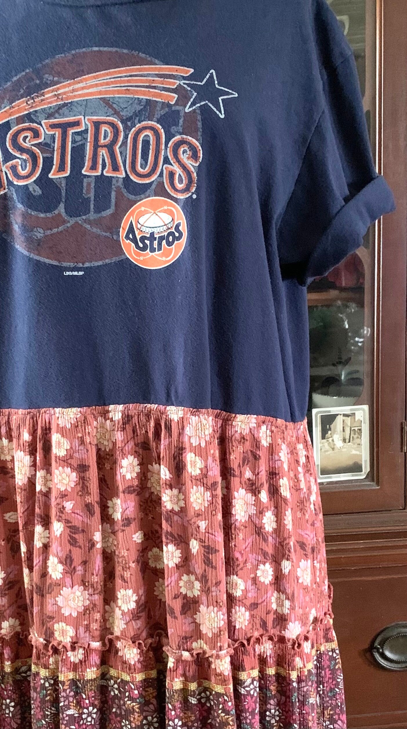 Houston Astros T Shirt Dress Knee Length Maxi Dress Reworked Upcycled ...