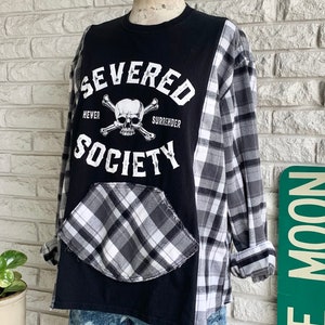 Reworked Flannel and Tee Rework Halloween Clothing Tops Shirt Fashion ...