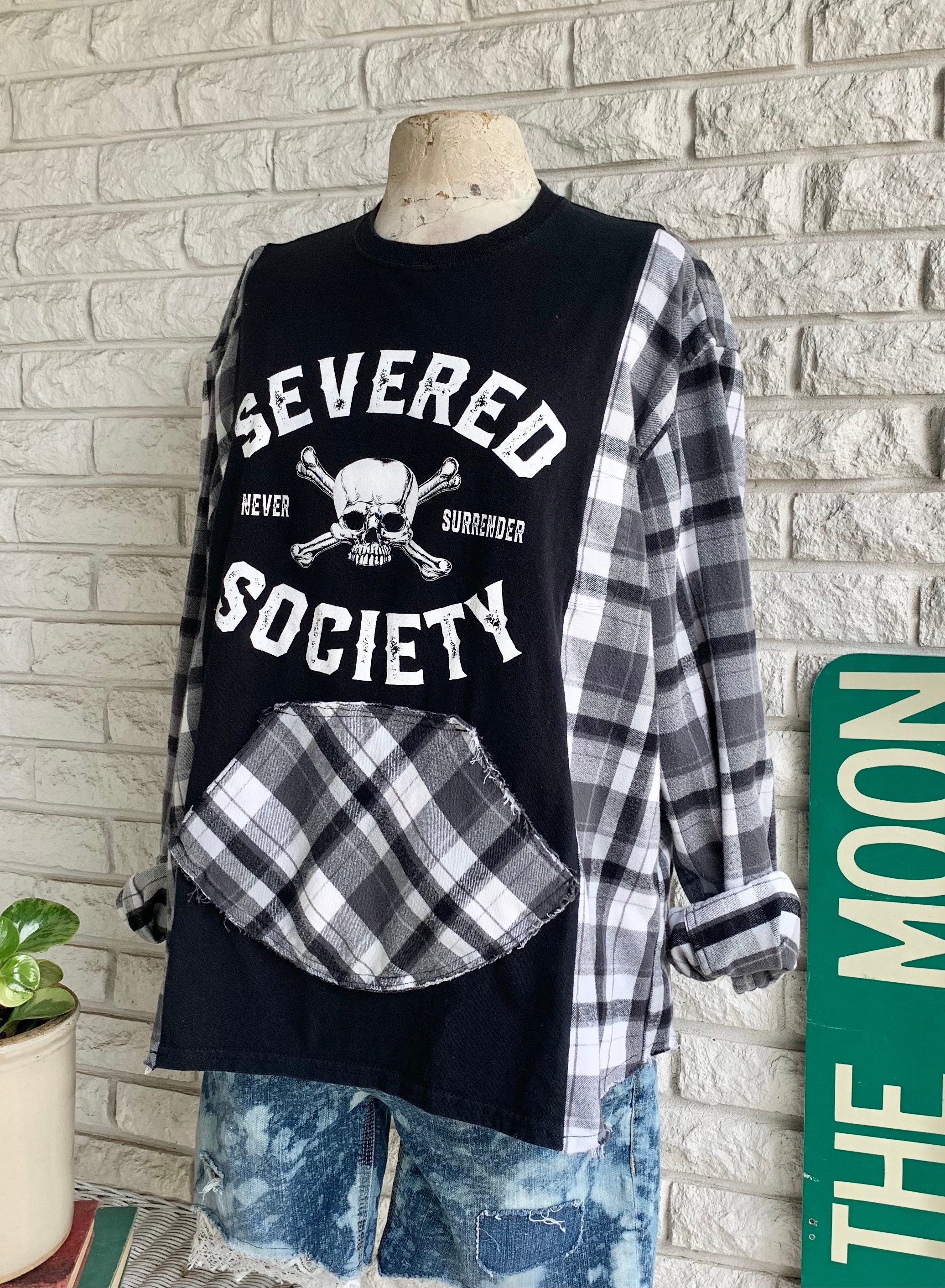 Reworked Flannel and Tee Rework Halloween Clothing Tops Shirt Fashion ...