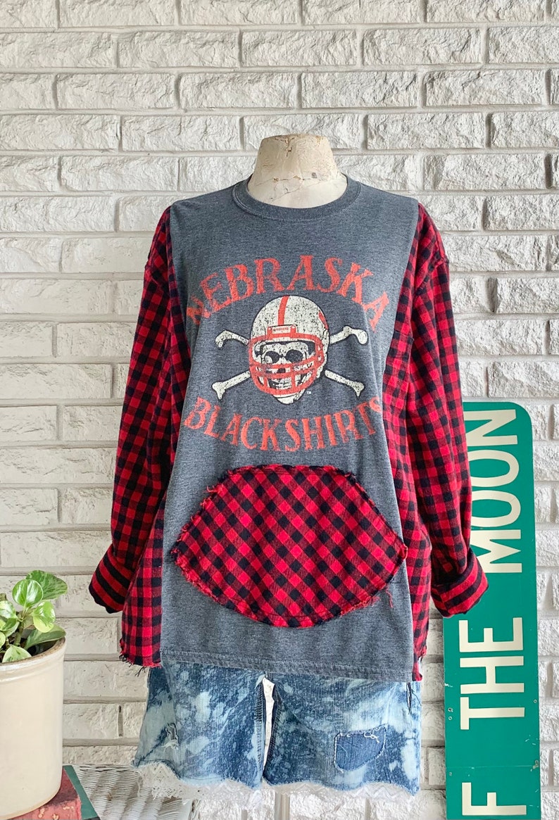 Reworked Nebraska Blackshirts Tee and Flannel Game Day Rework Clothing ...